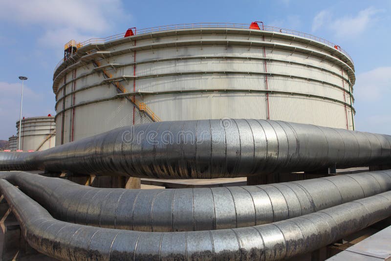 Oil Refinery Tanks stock photo. Image of pipeline, fuel - 17346506