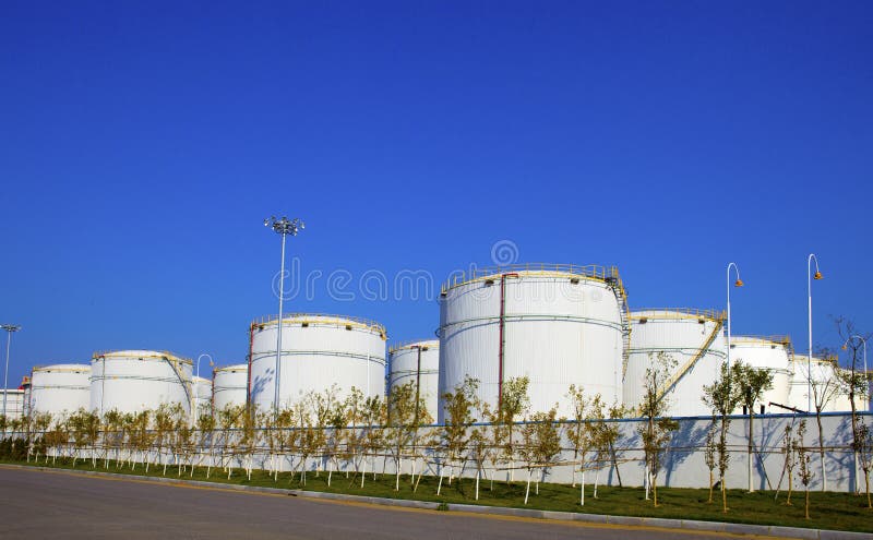 Oil Refinery Tanks stock photo. Image of smog, distillate - 37839452