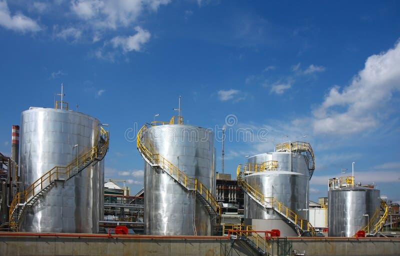 Oil refinery with tanks stock image. Image of fuel, environment - 9452695