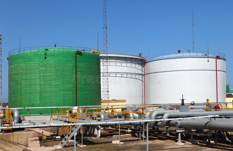 Oil Refinery Tanks stock photo. Image of chemical, petroleum - 30610902