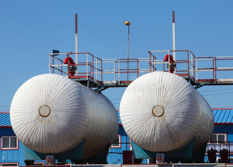 Oil Refinery Tanks stock photo. Image of crude, environment - 30611984