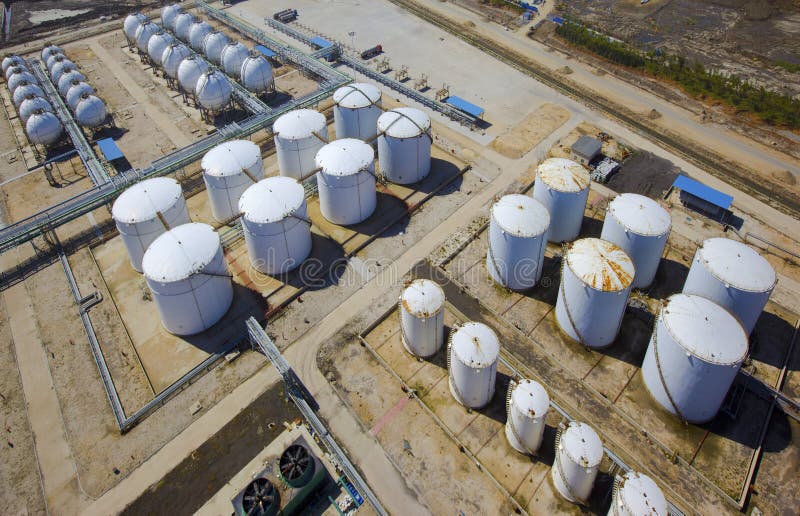Oil Refinery Tanks stock photo. Image of refinery, reservoir - 34970910