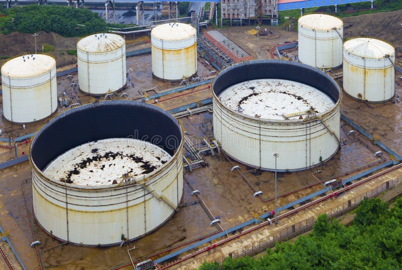 Oil Refinery Tanks stock photo. Image of industrial, production - 35339858