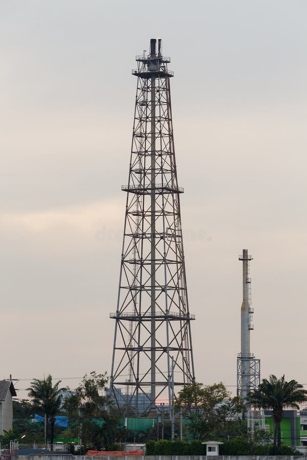 Oil refinery tower stock image. Image of industrial, factory - 85004639