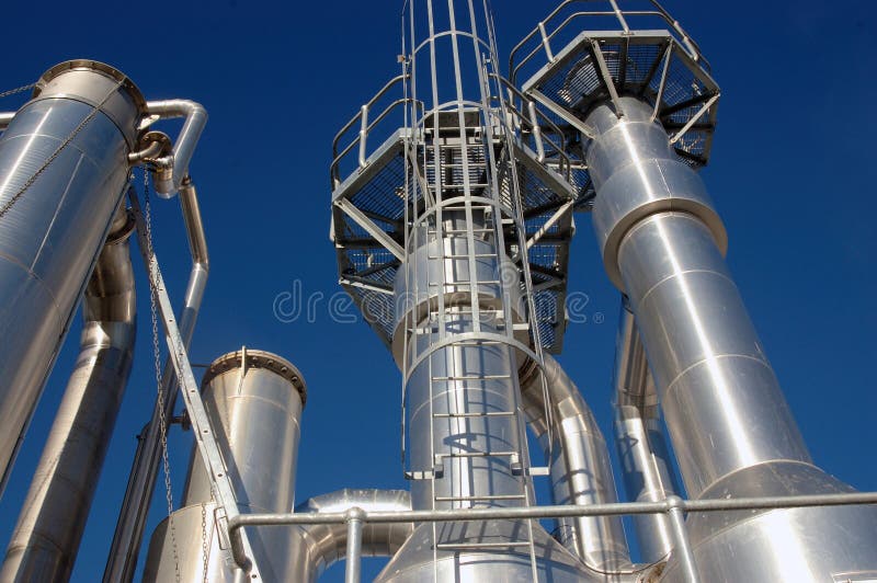 Oil refinery towers stock photo. Image of hydrocarbons - 27614112