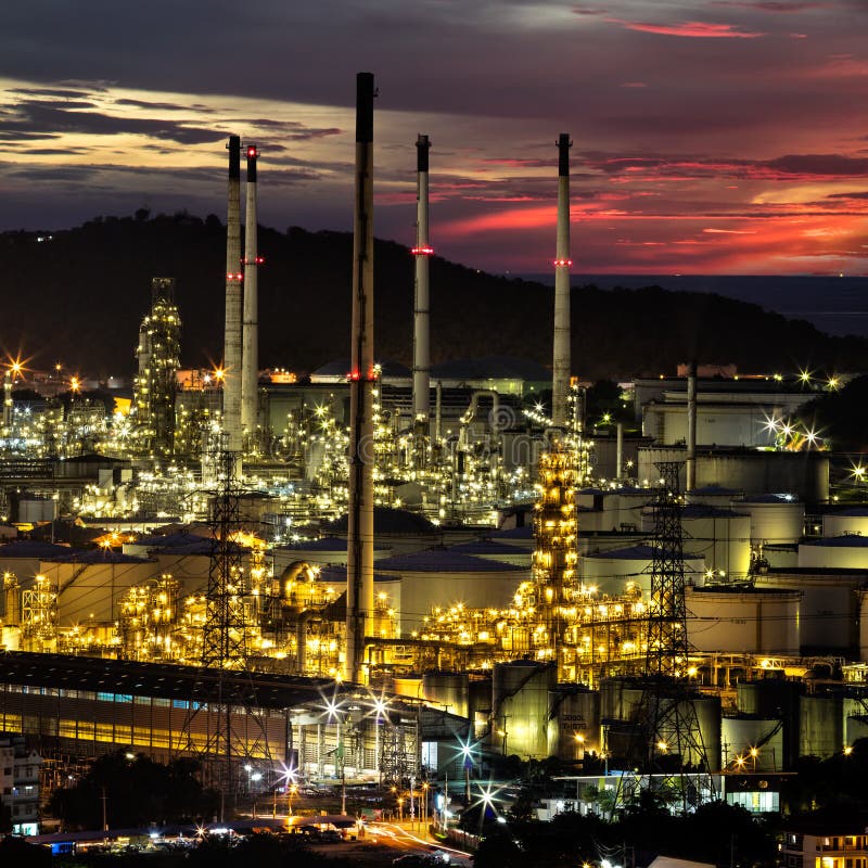 Oil refinery stock photo. Image of industry, petrochemical - 74940924