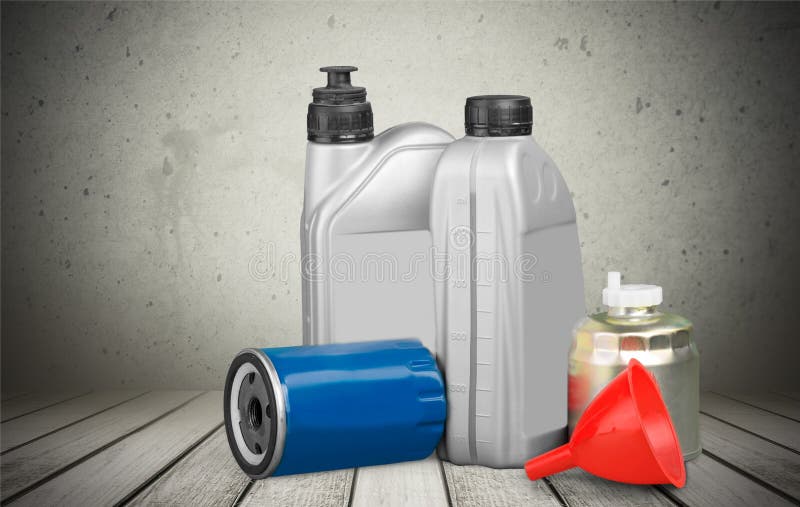 Red Funnel and Bottle of Engine Oil Stock Image - Image of industry ...