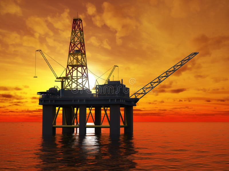 Oil Drilling Rig in Sunset Time Stock Image - Image of oilrig ...