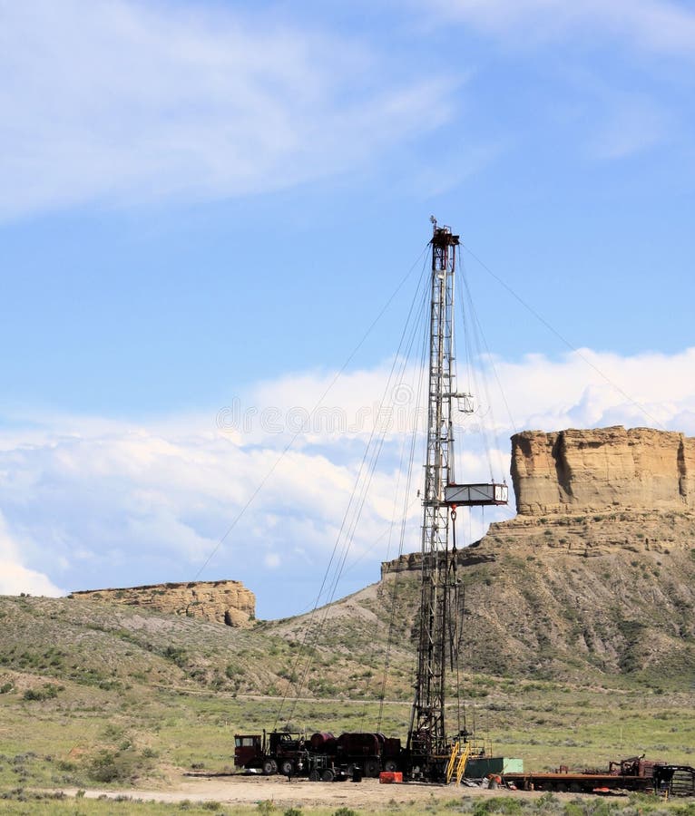 Work Over Rig and Longhorn Cattle Stock Photo - Image of landscape ...