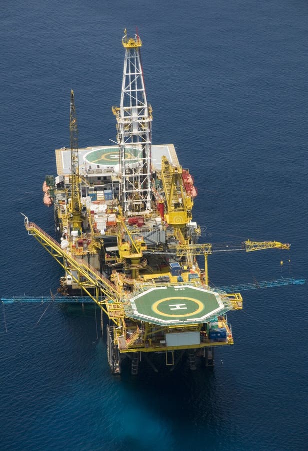 The Offshore Drilling Oil Rig Top View from Aircraft. Stock Photo ...
