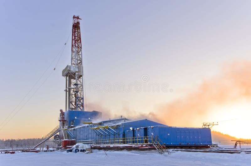 Oil Drilling Rig in the Arctic Stock Image - Image of tower, industry ...