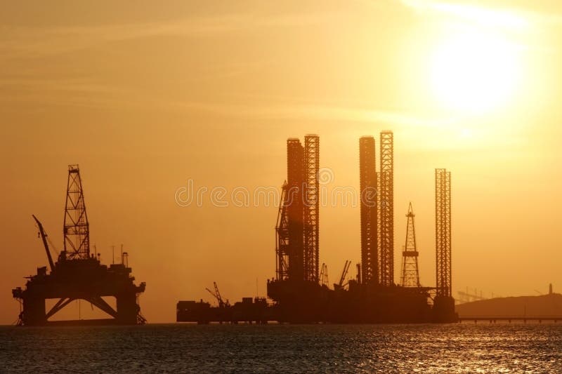Oil rig in the Caspian Sea stock image. Image of power - 2720309