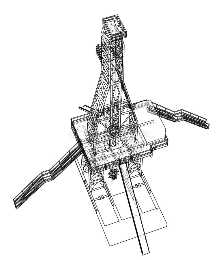 Oil derrick stock illustration. Illustration of black - 26727861