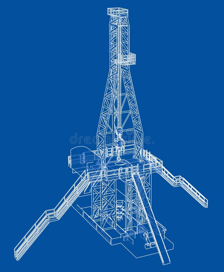 Oil Rig Concept. Vector Rendering of 3d Stock Vector - Illustration of ...