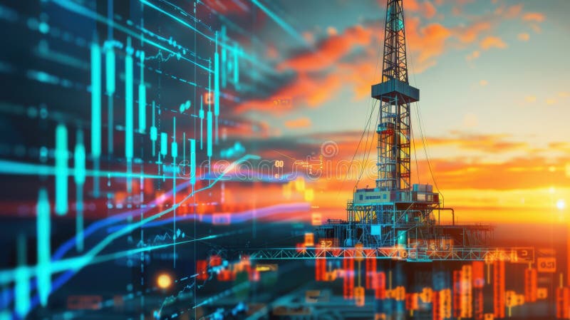 The Oil Rig and Data Analytics.AI Generated Image Stock Image - Image ...