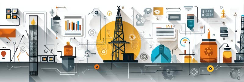 Visual Representation of an Oil Rig Surrounded by Various Digital ...