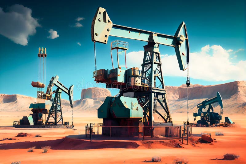 Oil Rig in the Desert. Generative AI, Generative, AI Stock Illustration ...
