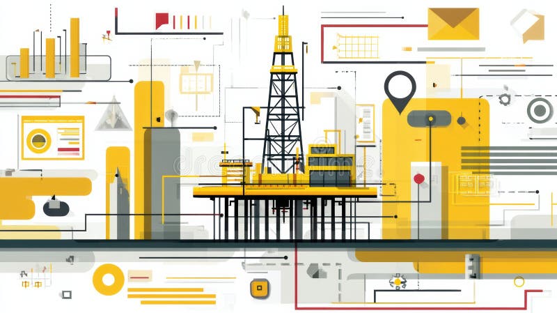 Oil Rig Design Integrates Digital User Interface Elements Showcasing ...