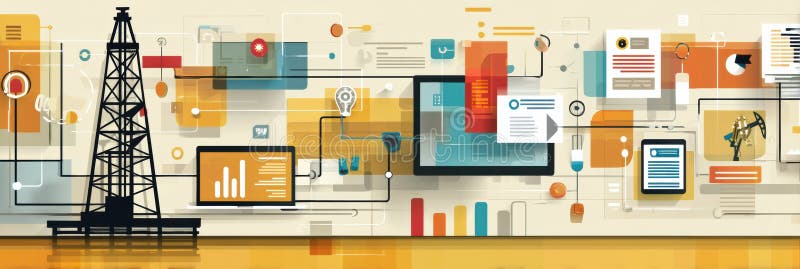 Digital Representation Oil Rig Integrated Modern Technology User ...