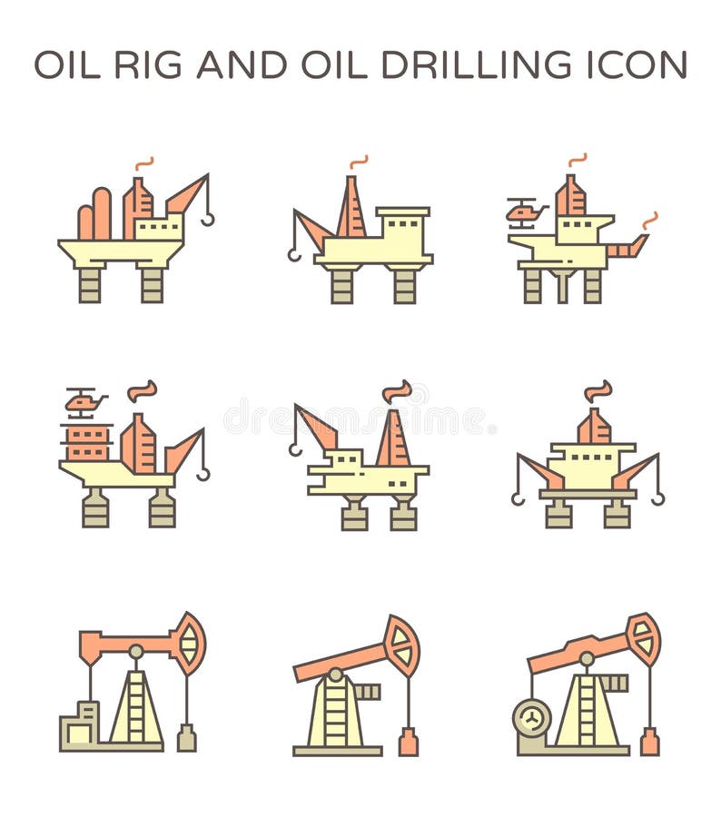 Oil Rig and Oil Drilling Icon Stock Vector - Illustration of building ...