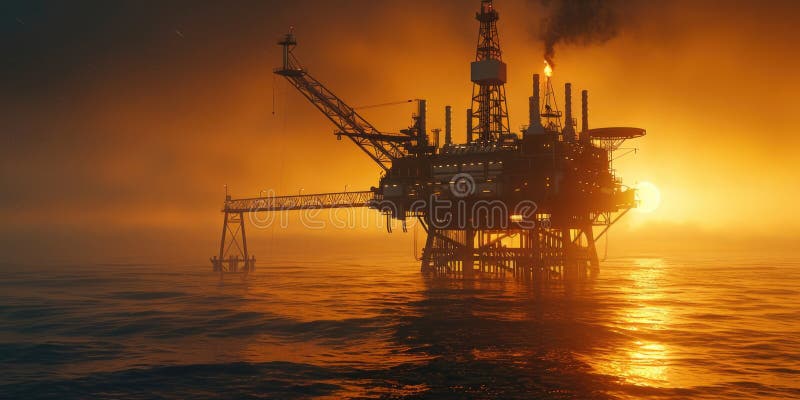 Oil Rig at Dusk stock image. Image of marine, skyline - 362757635