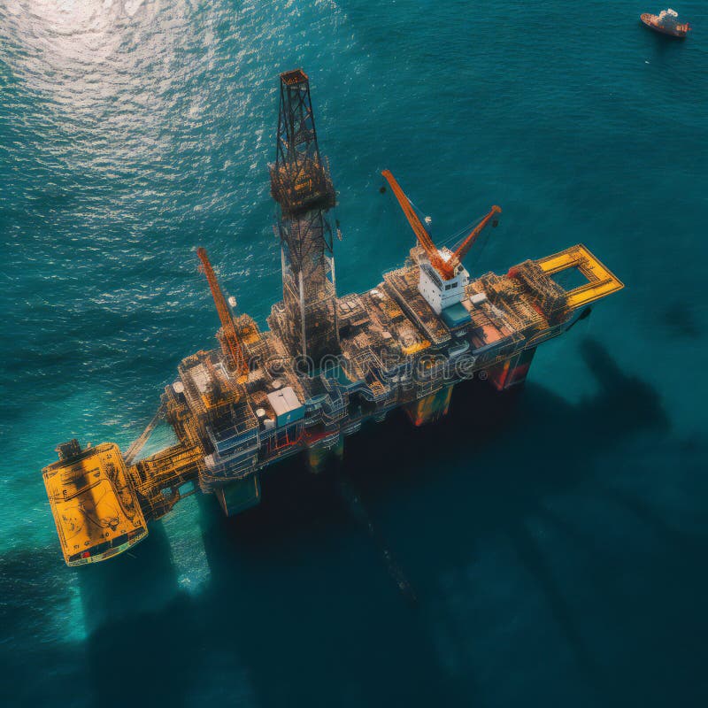 High Angle View Overlooking the Oil Rig.generative Ai Stock ...