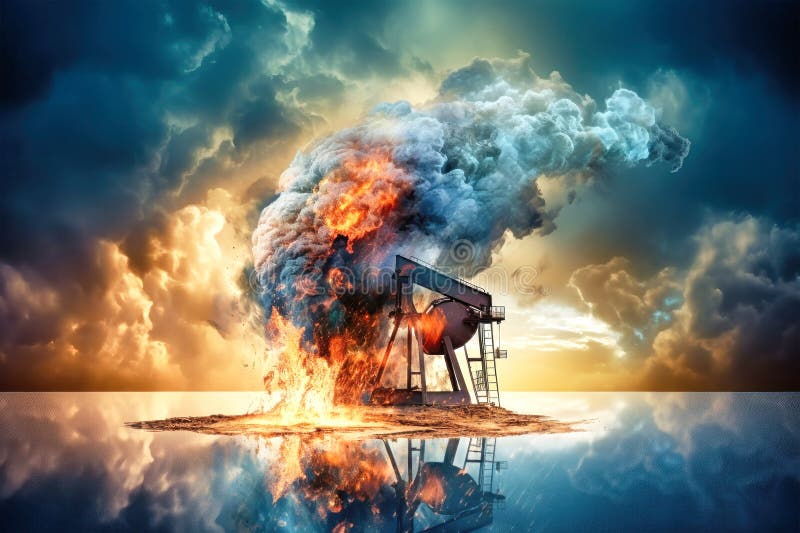 An Oil Rig Engulfed in Flames, Symbolizing the Devastating Consequences ...