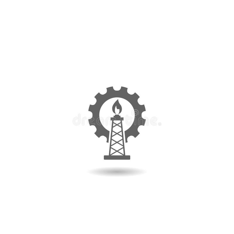 Oil Rig Gear Icon with Shadow Stock Vector - Illustration of sign ...