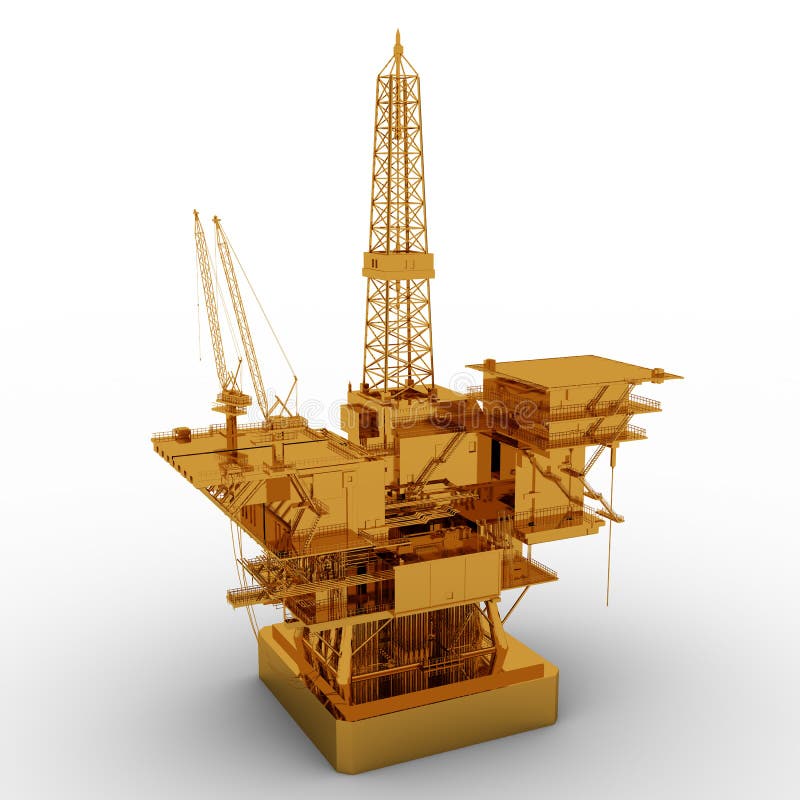 Drilling Offshore Platform Oil Rig Stock Illustration - Illustration of ...