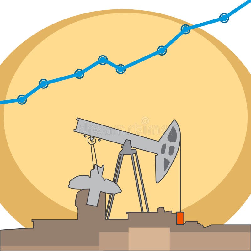 Oil Rig with Grows Chart. Vector Flat Illustrations Stock Vector ...