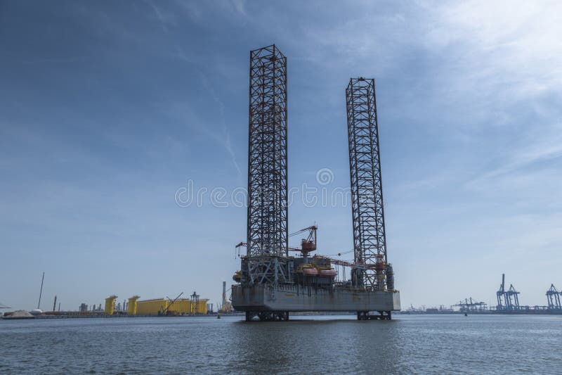 Oil Rig in the Harbour Od Rotterdam Stock Image - Image of offshore ...