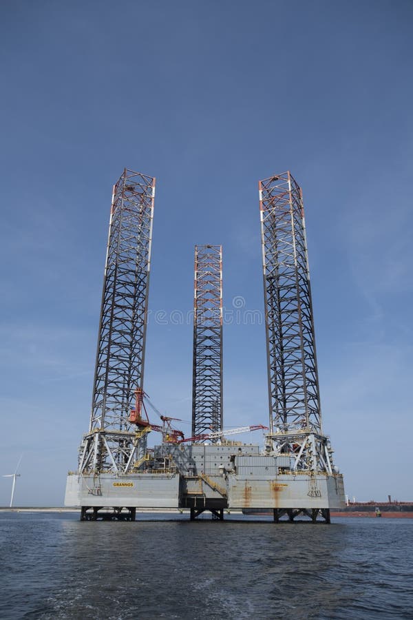 Oil Rig in the Harbour Od Rotterdam Stock Image - Image of steel ...