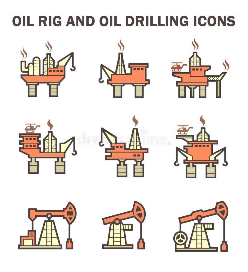 Oil Rig and Oil Drilling Icon Stock Vector - Illustration of building ...