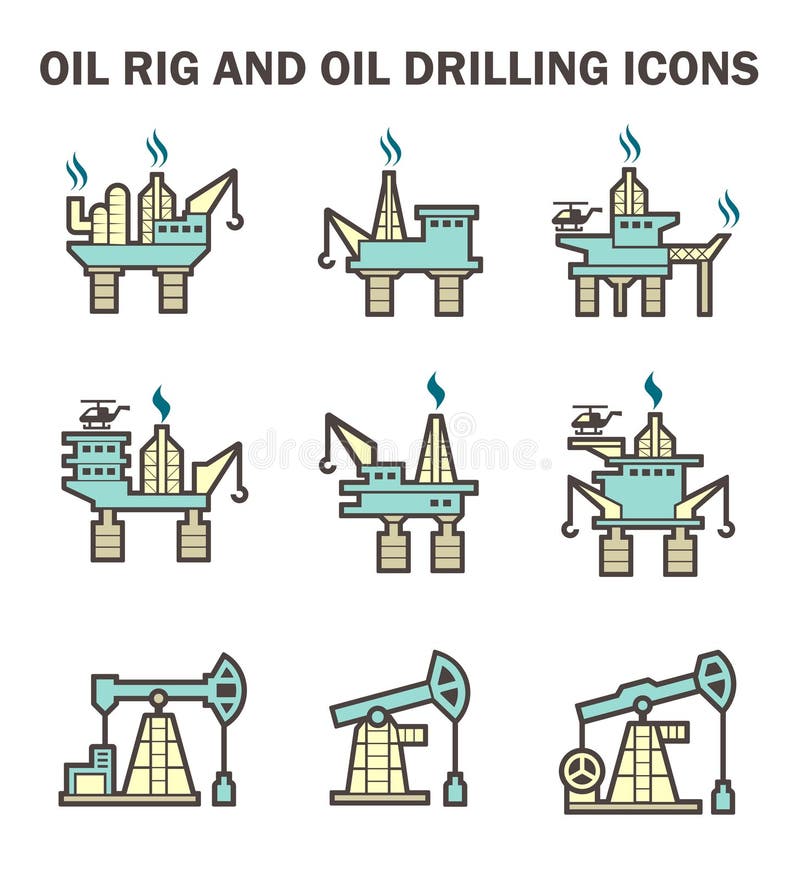 Oil Rig and Oil Drilling Icon Stock Vector - Illustration of building ...