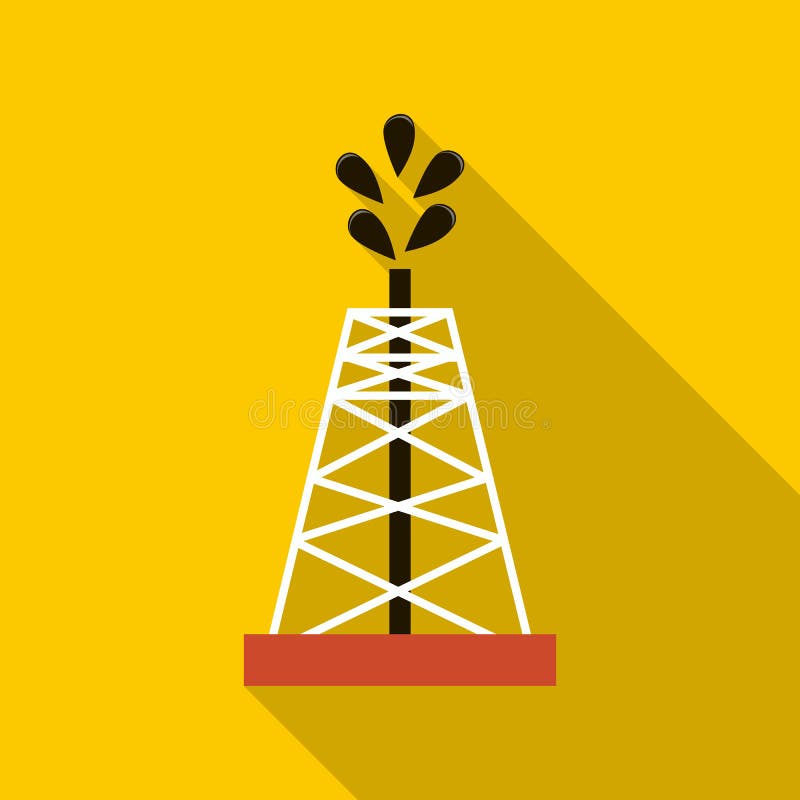 Oil rig icon, flat style stock illustration. Illustration of drilling ...