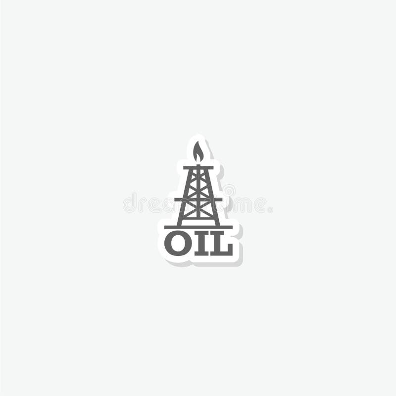 Oil Rig Icon Sticker Isolated on Gray Background Stock Illustration ...