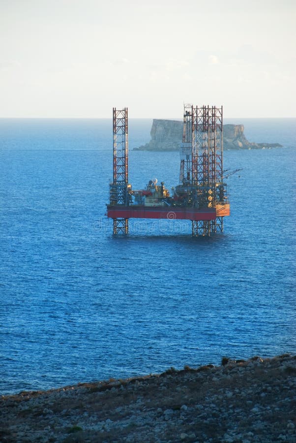 Oil Rig just off shore stock image. Image of mediterranean - 11126751