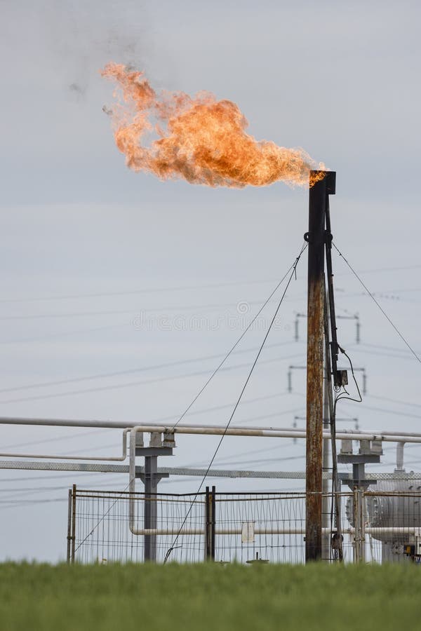 Oil Rig with a Large Burning Flame Stock Photo - Image of large ...