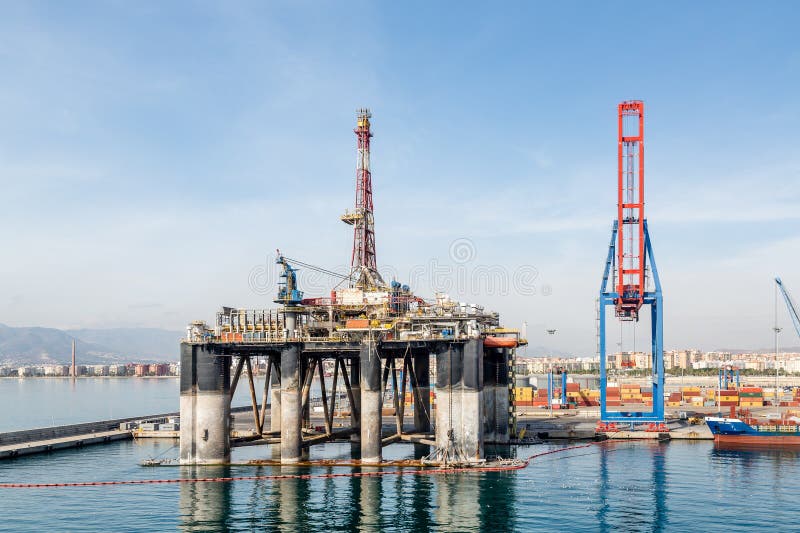 Oil Rig in Malaga Spain stock image. Image of technology - 78484763