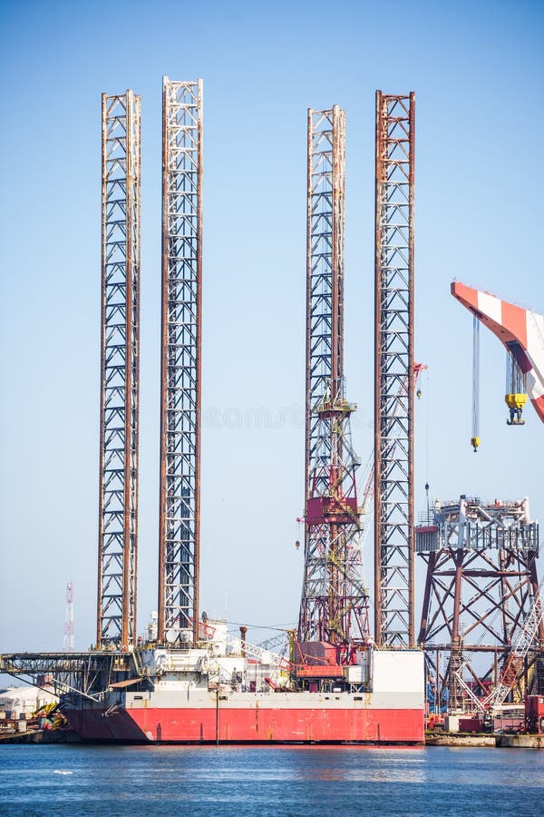 Oil Rig Moored at a Commercial Dock Stock Photo - Image of site ...