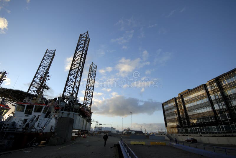 Oil Rig and Office Building Stock Image - Image of industrial ...