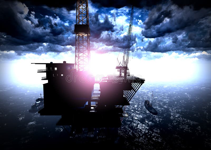 Oil rig platform stock illustration. Illustration of conventional ...