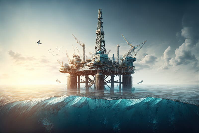 Oil Rig Platform, on a Calm Sea, Ultra Realistic Image, Generative Ai ...