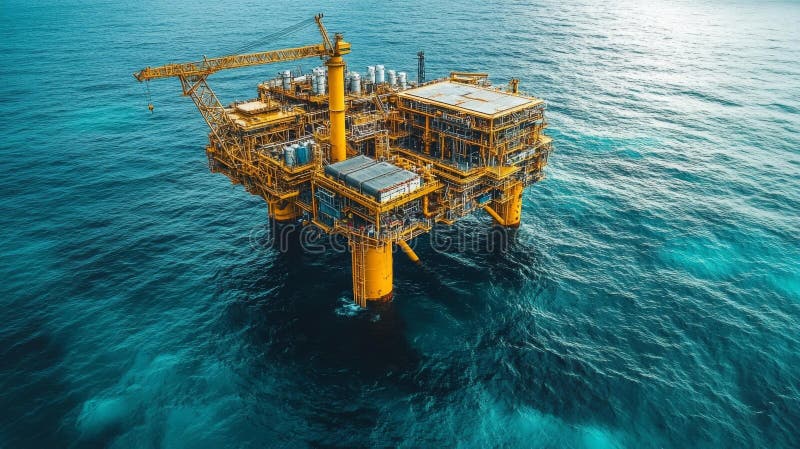 Oil Rig Platform Overlooking Clear Ocean Water Stock Illustration ...
