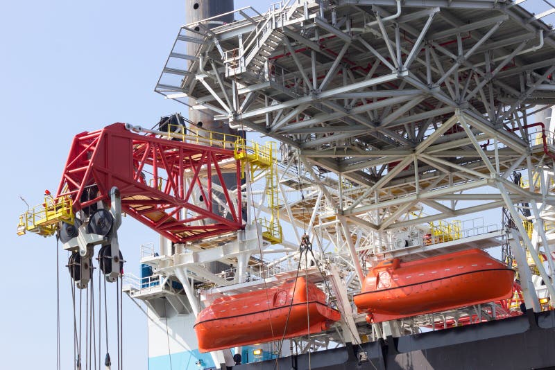 Oil rig rescue boats stock photo. Image of maintenance - 51970066