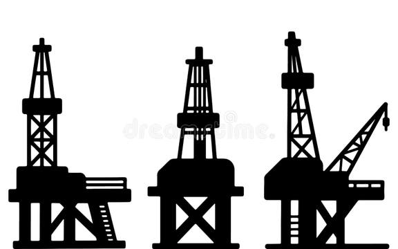 Oil Rig Silhouettes Collection Vector Stock Vector - Illustration of ...