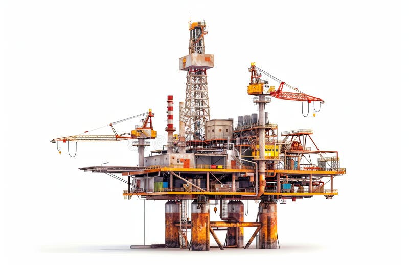 Oil Rig Standing Out: Isolated on Pristine White Background, Clear and ...
