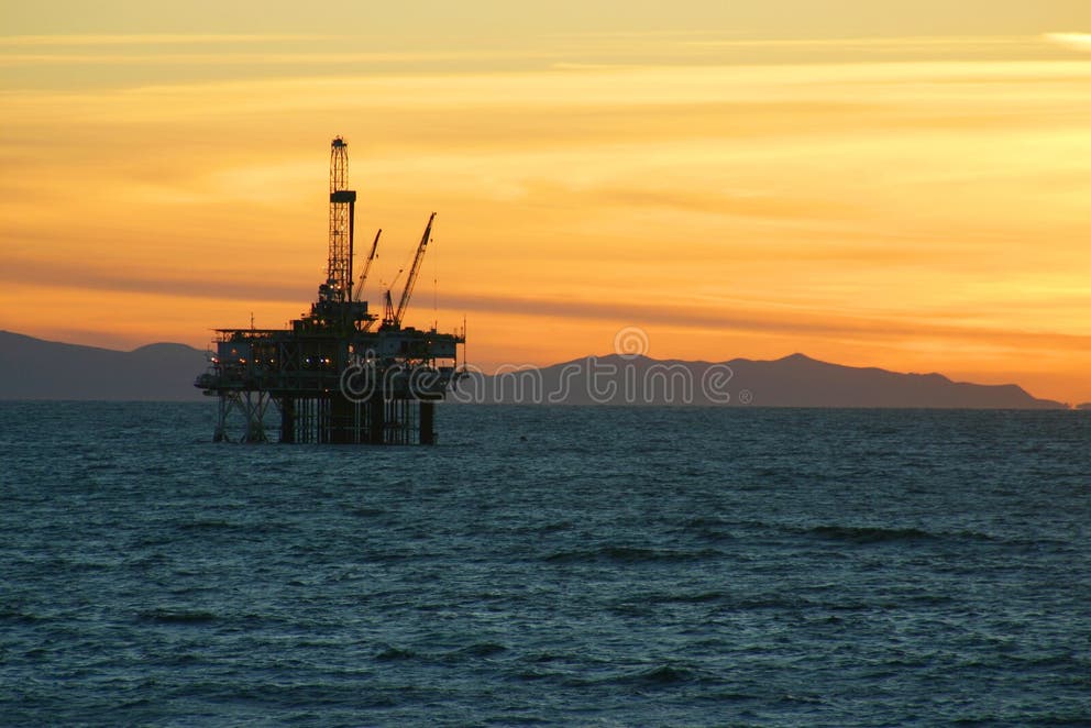 Oil Rig Sunset stock image. Image of coast, sunset, pollute - 7559757