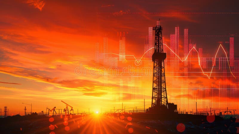 The Oil Rig Sunset Blend. AI Generated Stock Image - Image of graph ...