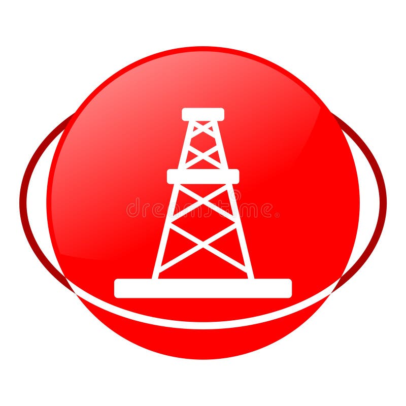 Oil Rig Vector Illustration, Red Icon Stock Vector - Illustration of ...